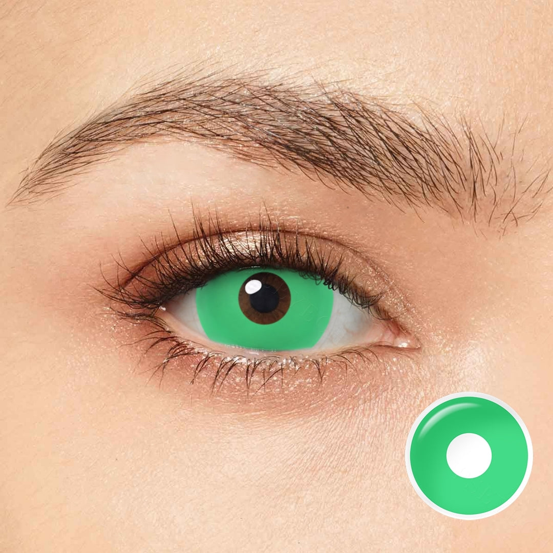 Shop 17.0mm Mini Sclera Contacts in Glowing Green – twinklens